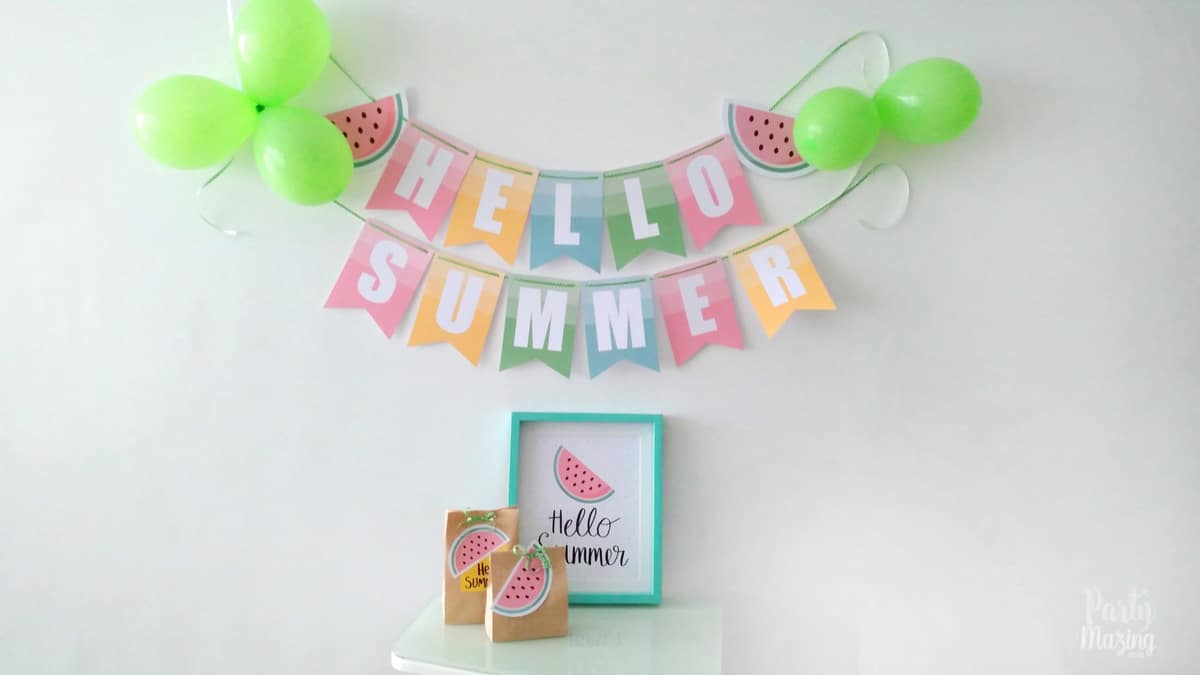 Hello Summer Watermelon Printable Banner Garland | E191 – Partymazing.com