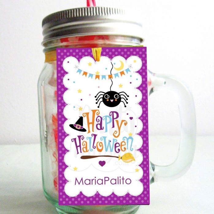 Printable Happy Halloween Tag, Editable Spider Halloween Tag for Baby ...