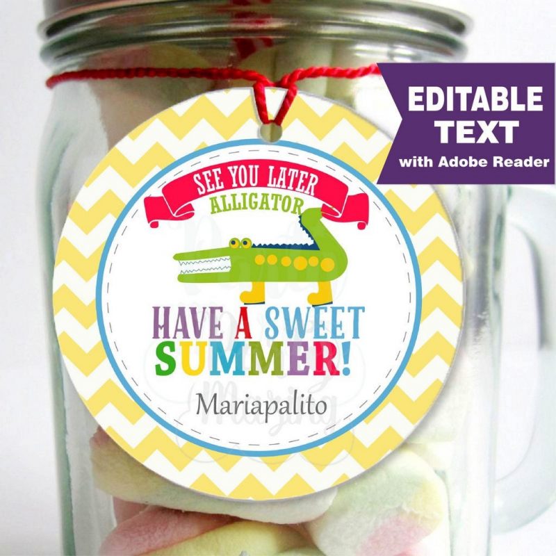 Editable End of the Year School Tag | See you later Alligator | PK12 ...