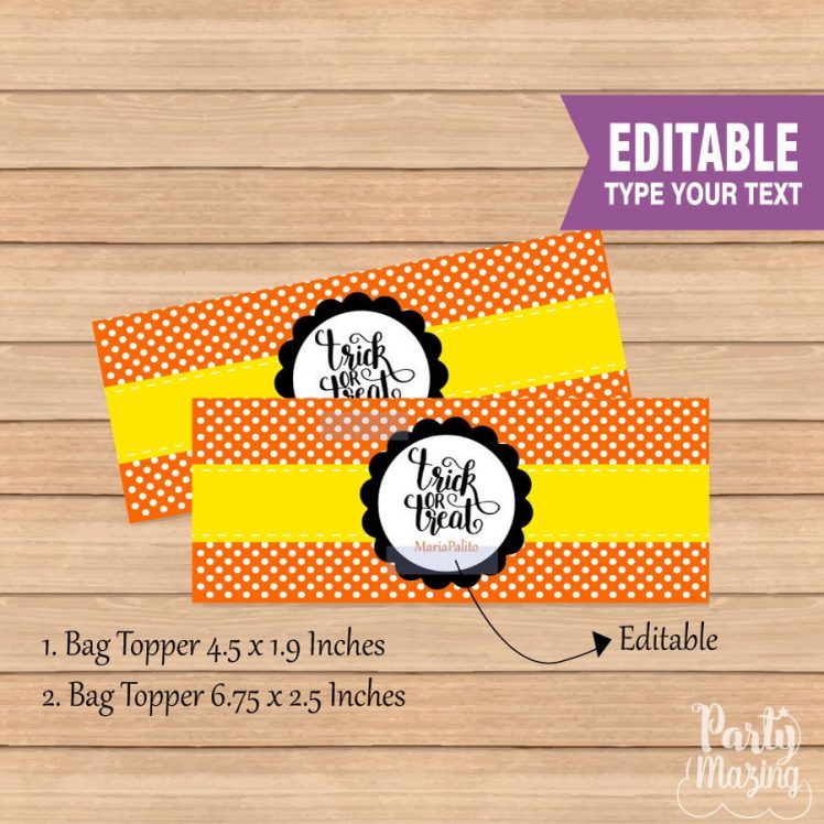 Editable Trick or Treat Bag Topper| Printable Halloween Treat Bags ...