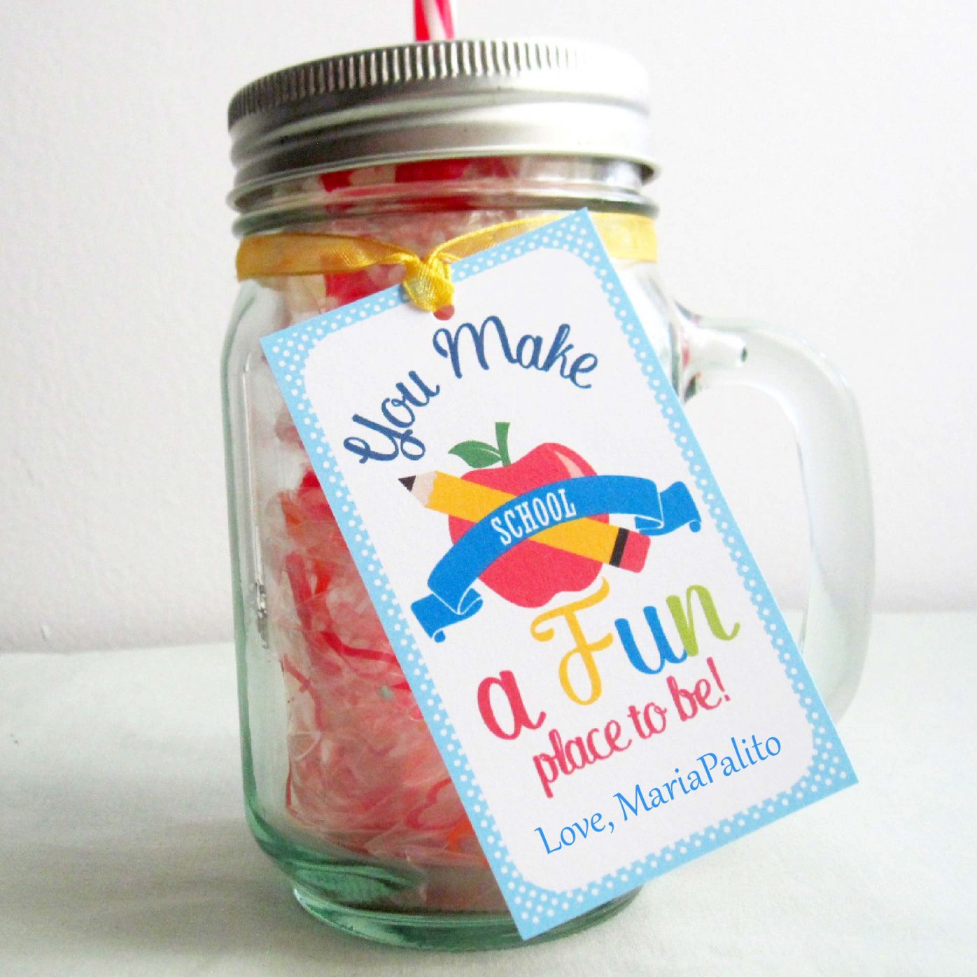 School a Fun Place Printable Gift Thank You Tag | PK12| E114 - Partymazing