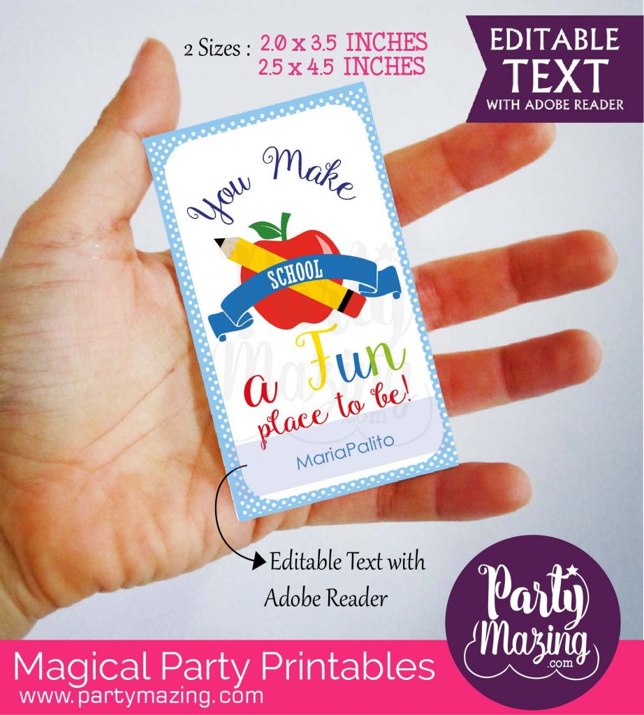 School a Fun Place Printable Gift Thank You Tag | PK12| E114 ...