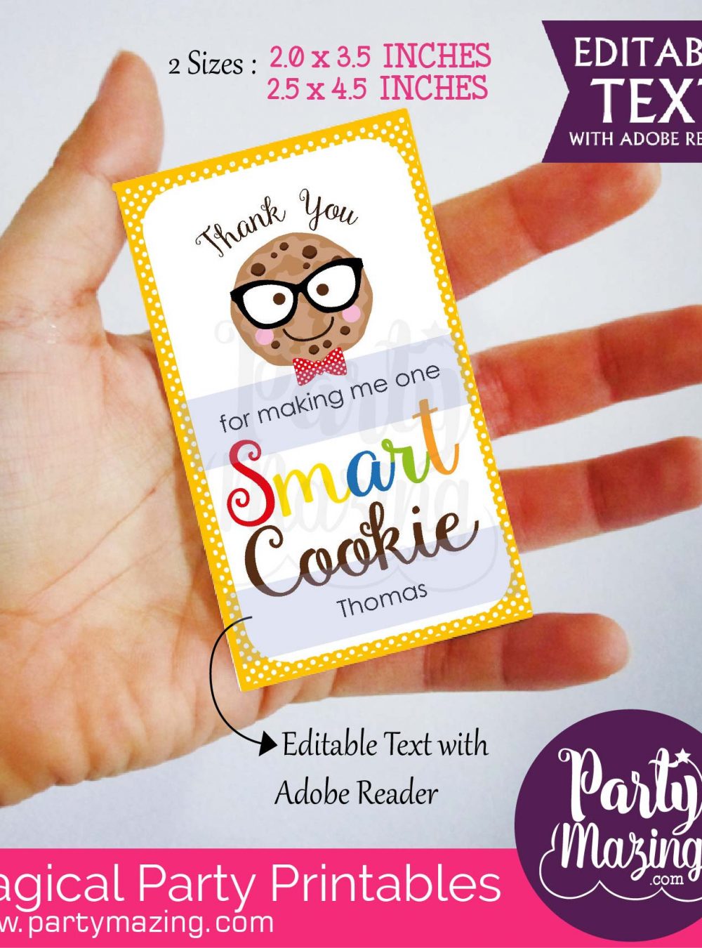 Smart Cookie Printable Teacher Tag E111 - Partymazing