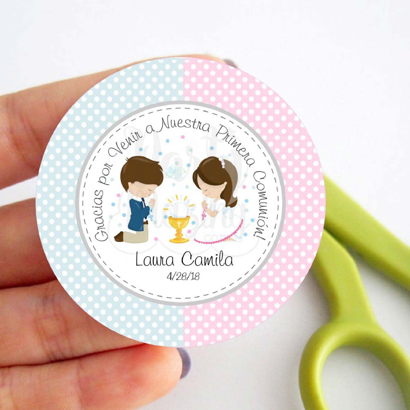 Etiqueta Editable Primera Comunion para Niño y Niña | Twins Favor Gift ...
