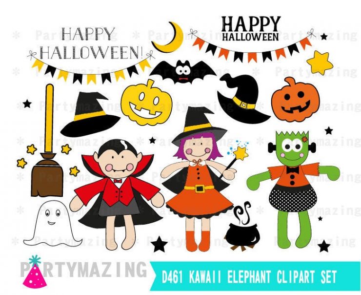 Hand-drawn Cute Halloween Clipart set| PK20 | E385 – Partymazing.com