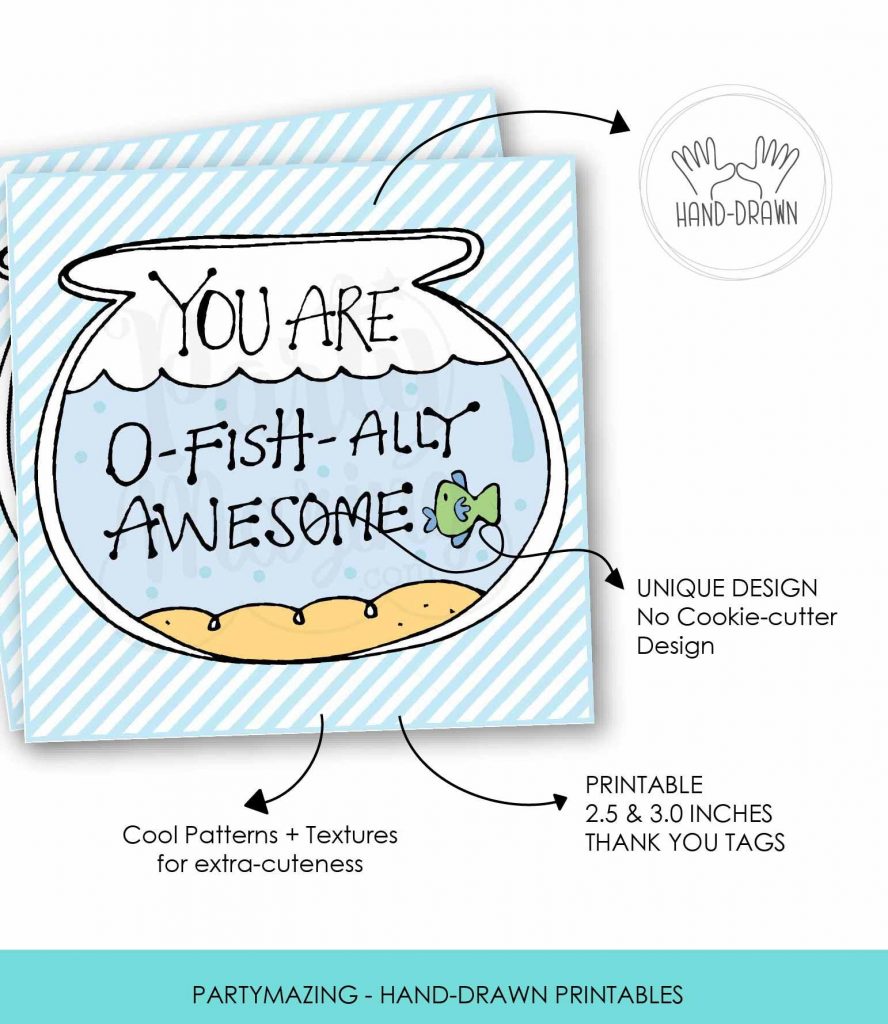 You are O-Fish-ally Awesome Printable Gift Tag | Fish Tag P003 ...