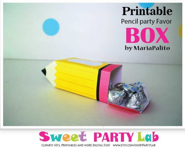 School Yellow Pencil Printable Gift Box P002 – Partymazing.com