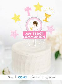 Printable Girl My first communion Pink Express Party Package Set | PK06 ...