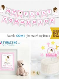 Printable Girl My first communion Pink Express Party Package Set | PK06 ...