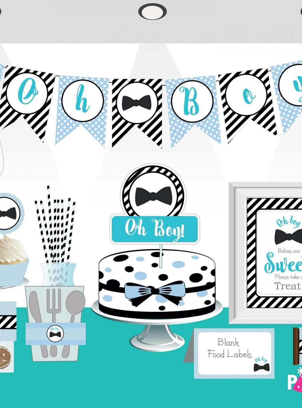 Printable Oh Boy Baby Shower Set | Little Man EXPRESS Party Package ...