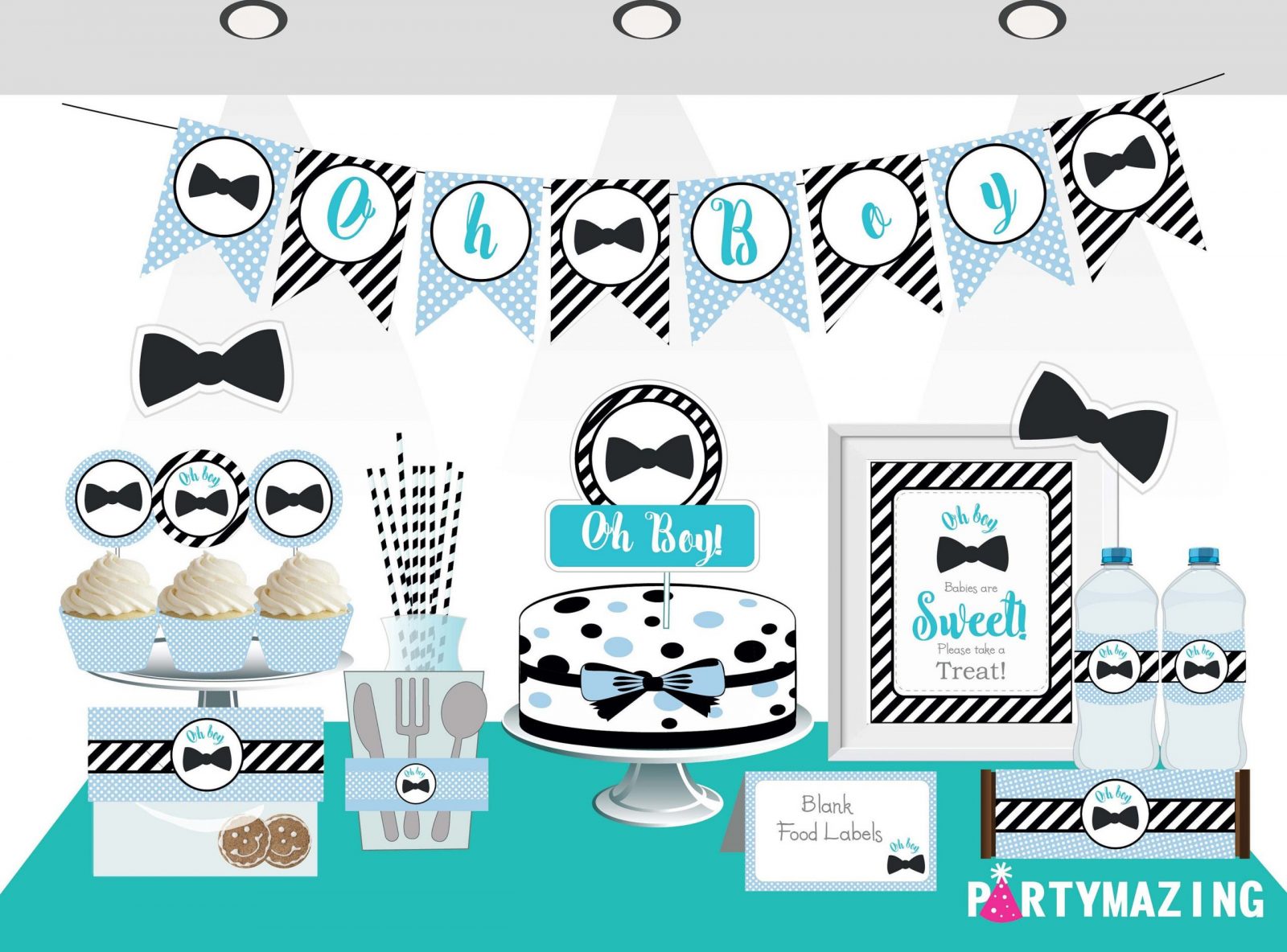 Printable Oh Boy Baby Shower Set | Little Man EXPRESS Party Package ...