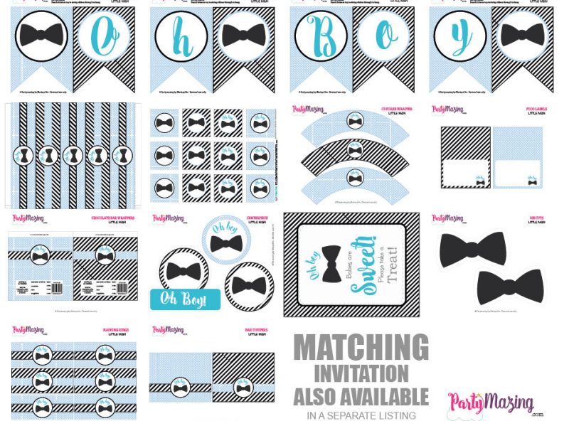 Printable Oh Boy Baby Shower Set | Little Man EXPRESS Party Package ...