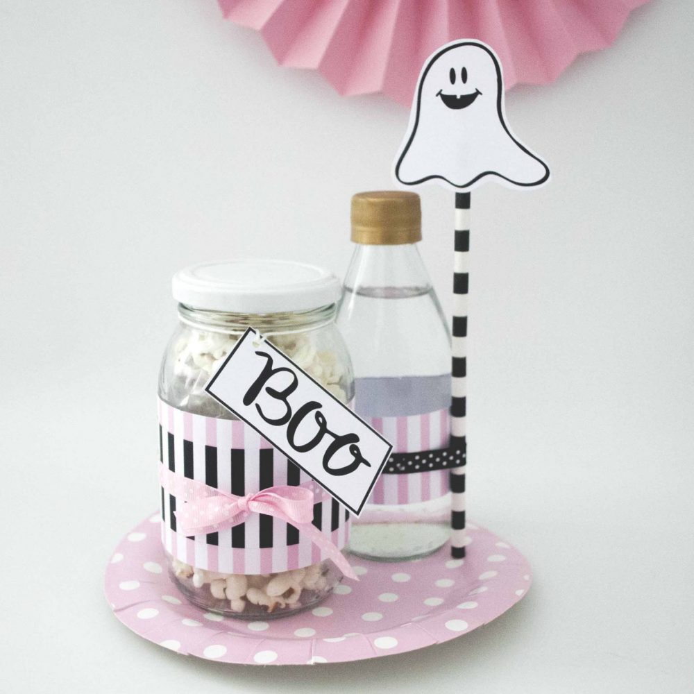 Pink Halloween Little Ghost Printable Decor | PK20 | E378 - Partymazing