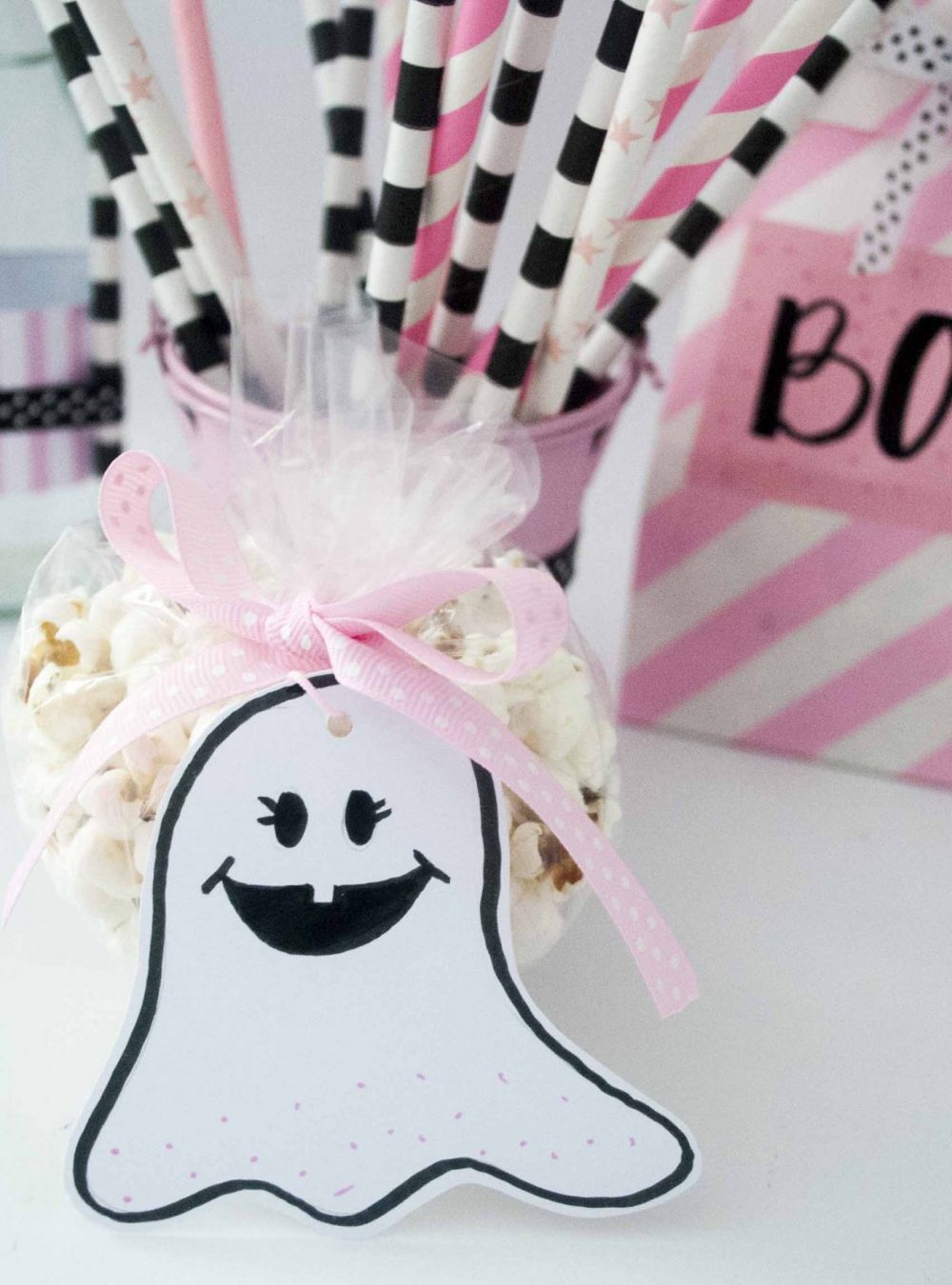Pink Halloween Little Ghost Printable Decor | PK20 | E378 – Partymazing