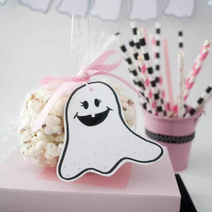 Printable Hand Drawn Pink Halloween Decor, Little Ghost Garland & Favor ...