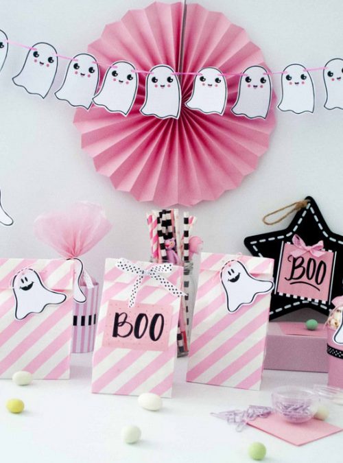 Pink Halloween Little Ghost Printable Decor | E378 - Partymazing