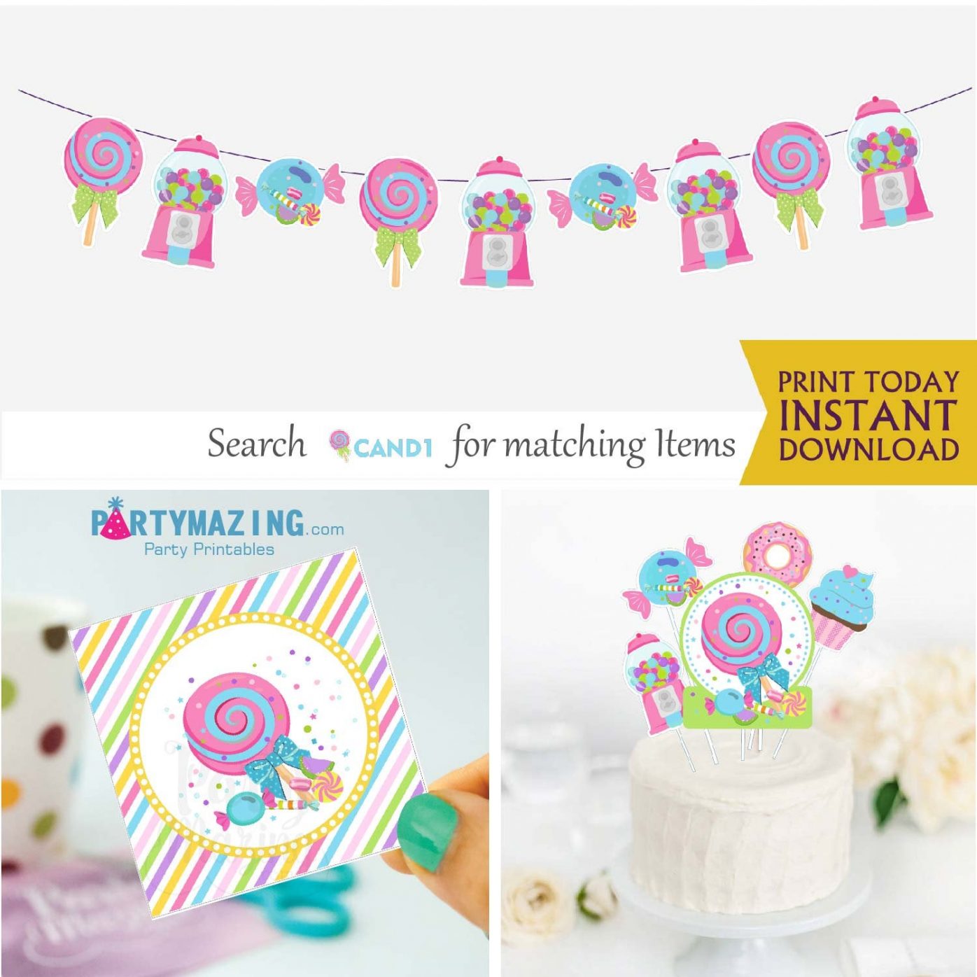 Printable Sweet Party Candyland Express Party Package | PK05| E181 ...