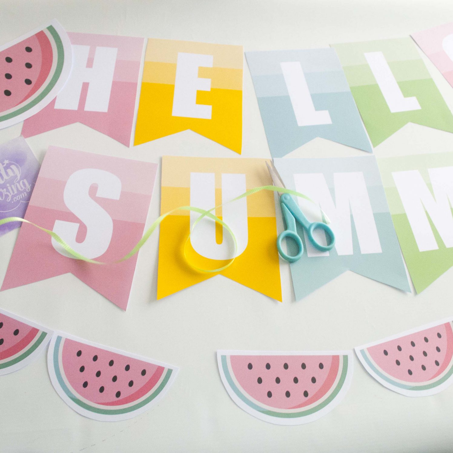 Hello Summer Watermelon Printable Banner Garland | E191 – Partymazing