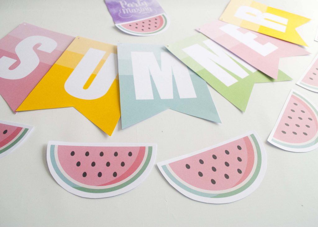 Hello Summer Watermelon Printable Banner Garland | E191 – Partymazing.com