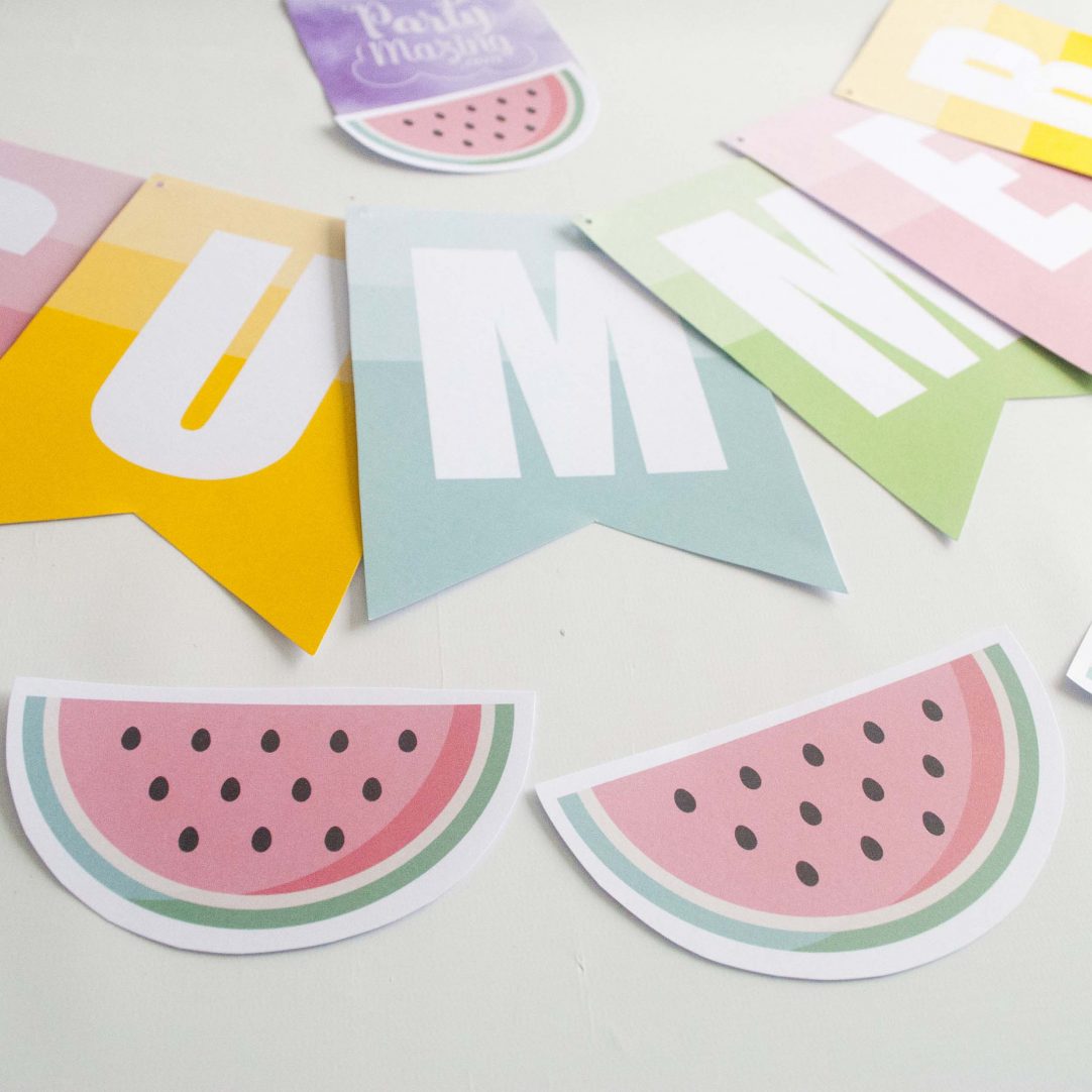 Hello Summer Watermelon Printable Banner Garland | E191 – Partymazing