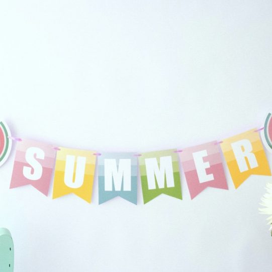 Printable Watermelon Hello Summer Banner Decoration Ombre Style Garland ...
