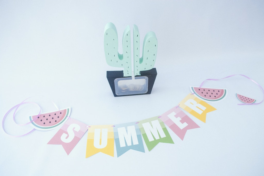 Printable Watermelon Hello Summer Banner Decoration Ombre Style Garland ...