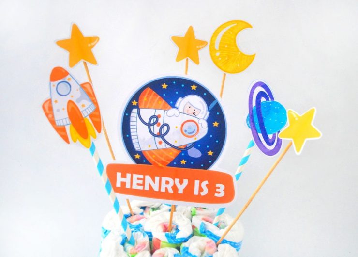 Editable Outer Space Cake Topper | Astronaut Birthday Centerpiece| PK21 ...