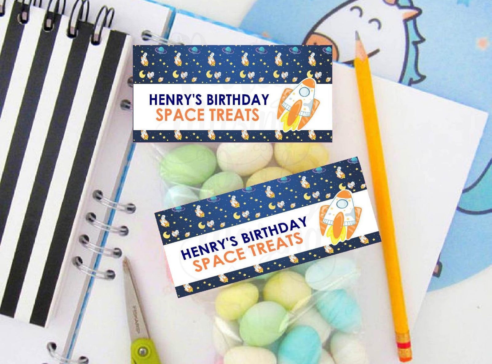 Rocket Ship Printable Bag Topper E488 - Partymazing