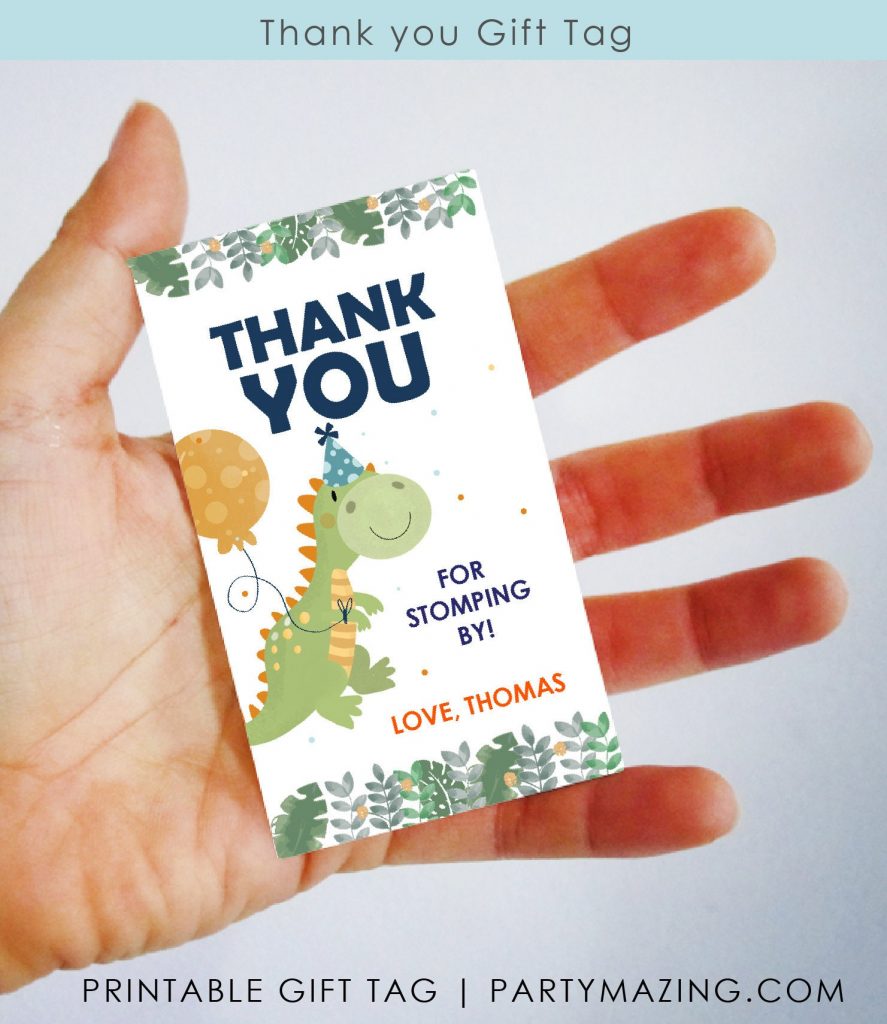 Editable Thank You Dino Favor Tag | Printable Birthday Label Template ...