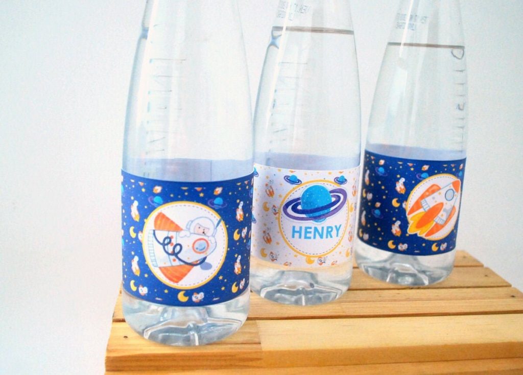 Space Birthday Water Bottle Labels | Printable Outer Space Rocket ...