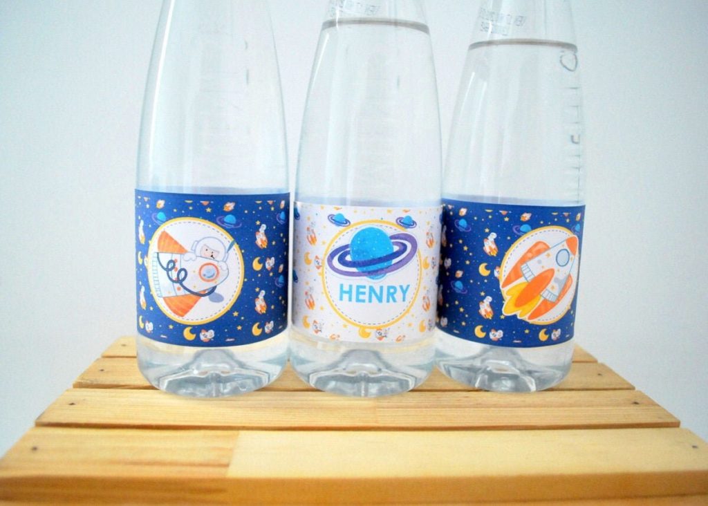 Space Birthday Water Bottle Labels | Printable Outer Space Rocket ...