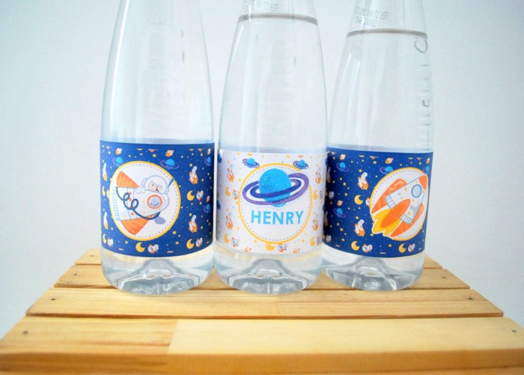 Space Birthday Water Bottle Labels | Printable Outer Space Rocket ...