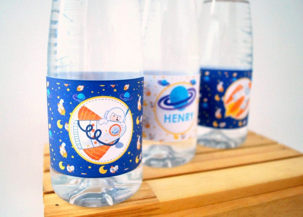 Space Birthday Water Bottle Labels | Printable Outer Space Rocket ...