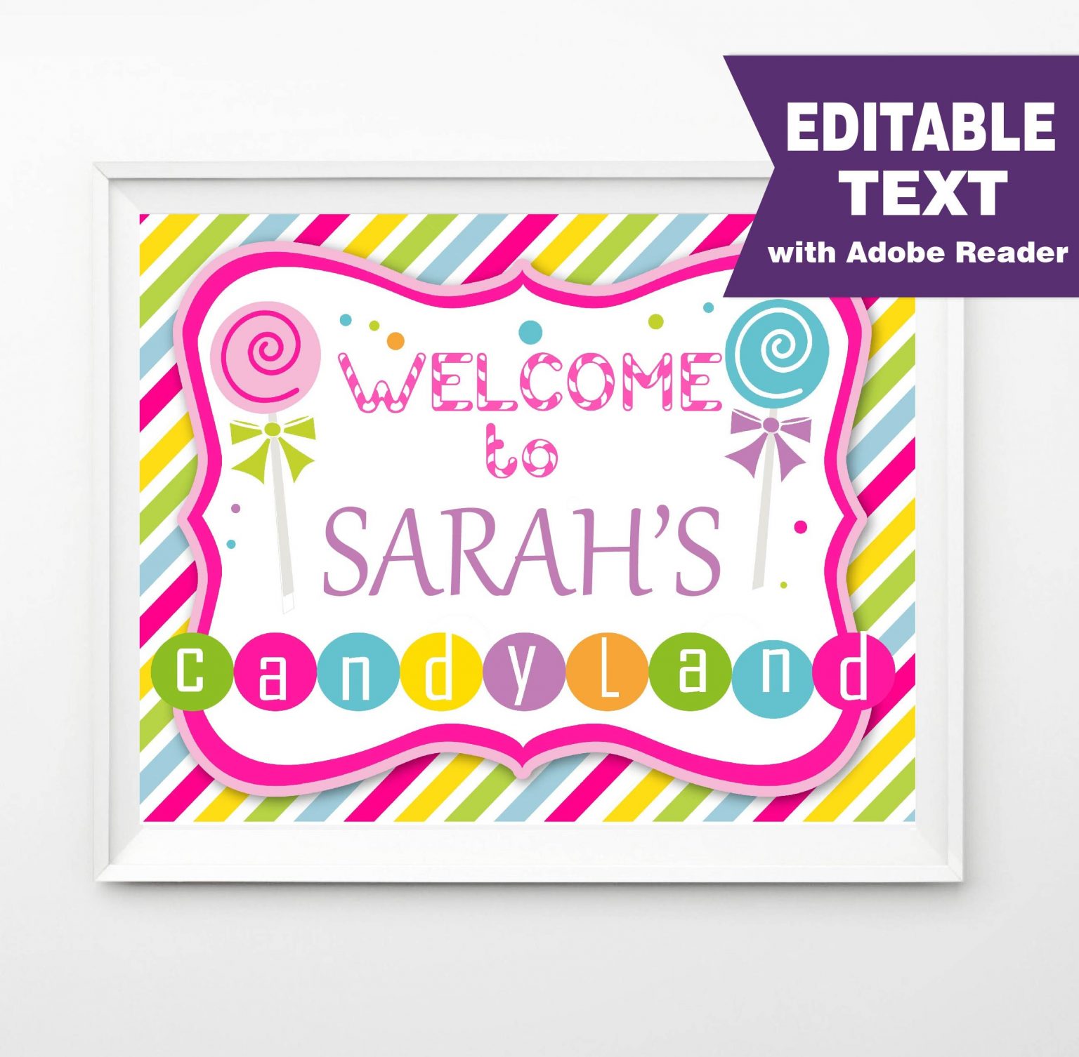 CandyLand Printable Welcome Sign | Candy Shoppe Backyard Sign E076 ...
