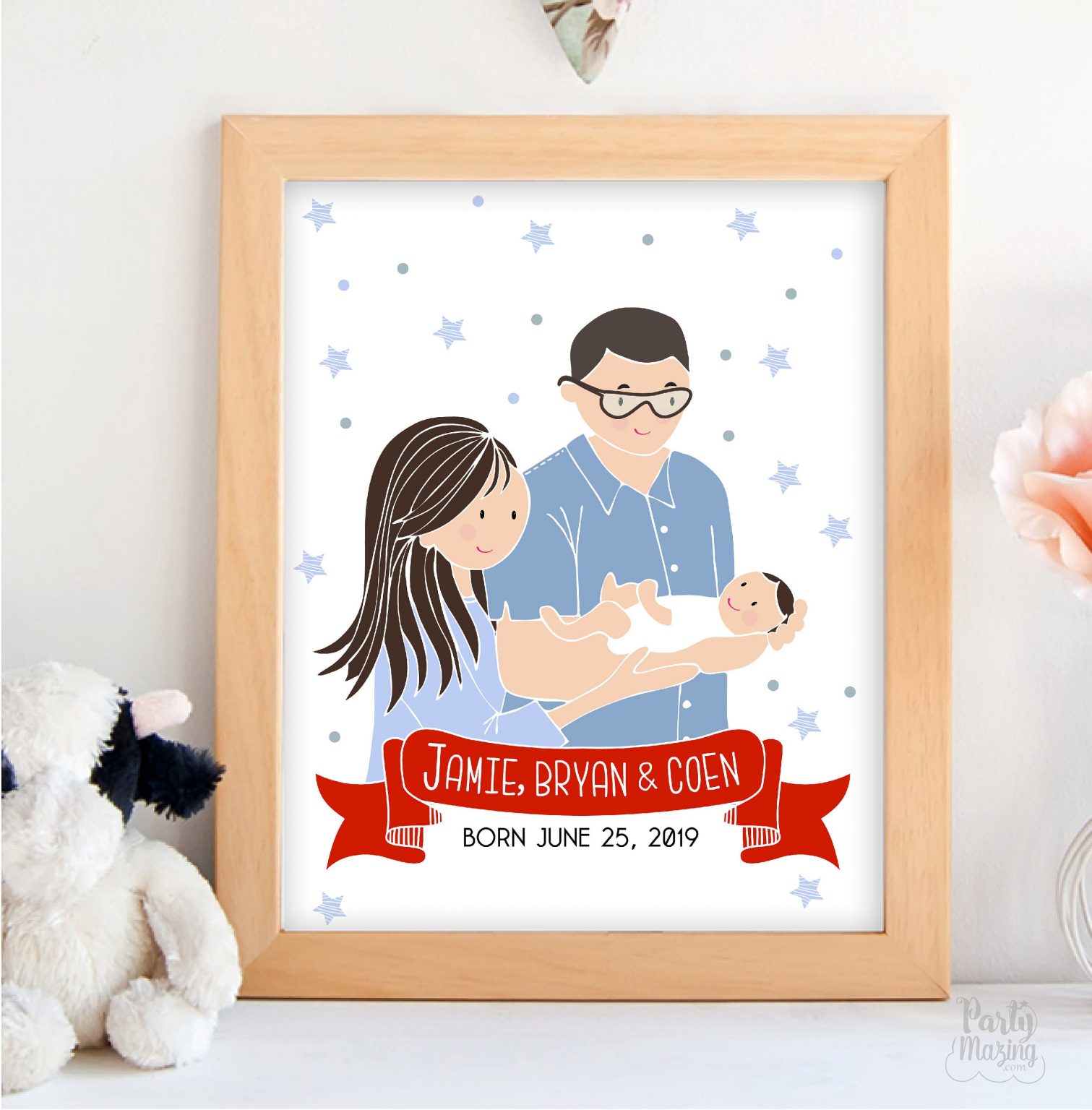 Custom Family Cartoon Portrait Illustration | E369 – Partymazing.com