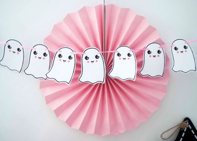 Little Ghost Printable Halloween Banner E374 – Partymazing.com