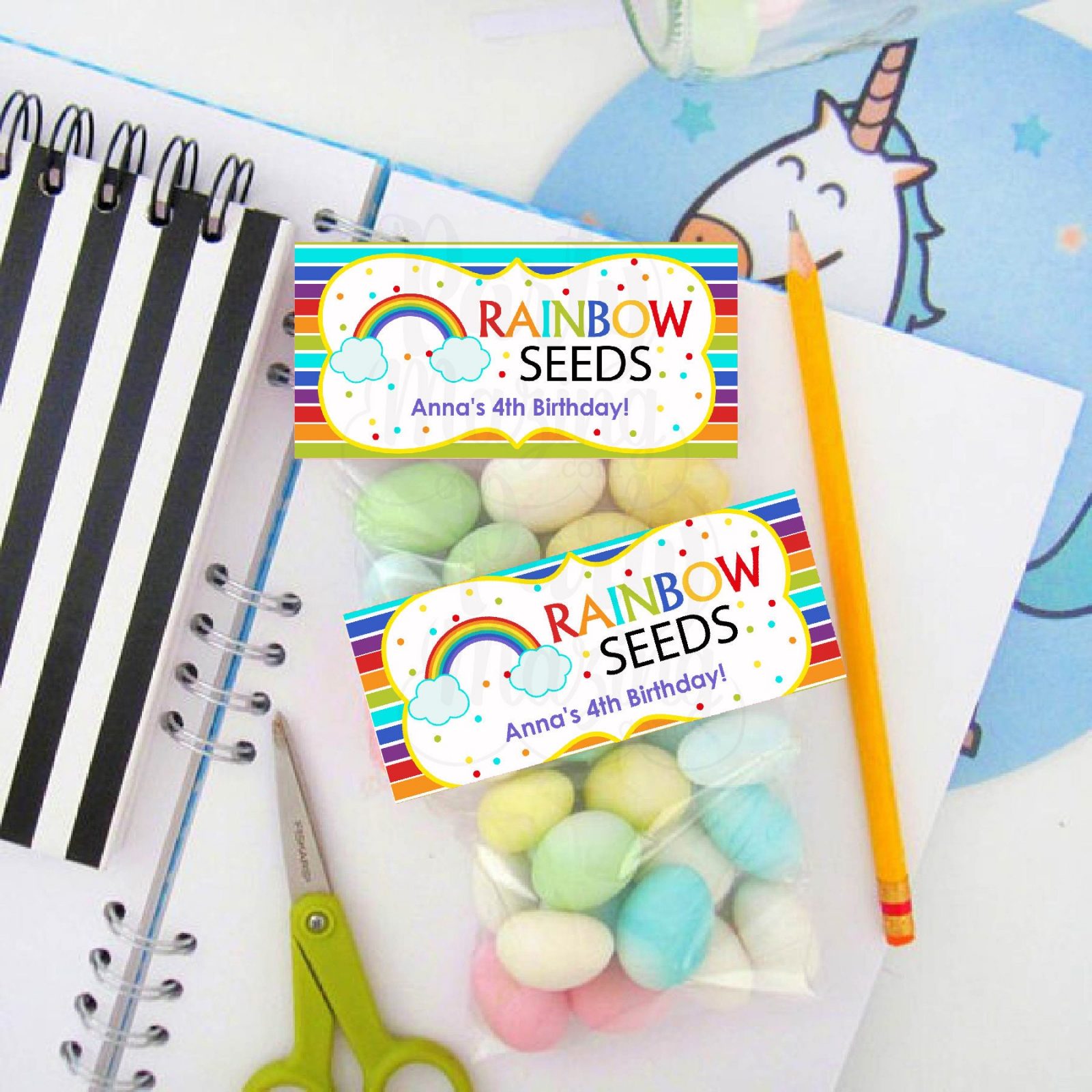 Printable Raibow Seeds Treat Bag Topper | Editable Party Favors | E031 ...