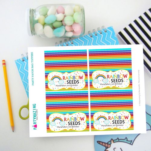 Printable Raibow Seeds Treat Bag Topper | Editable Party Favors | E031 ...