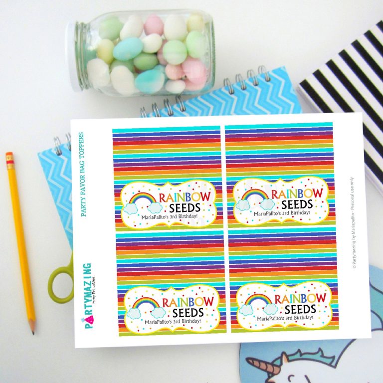 Printable Raibow Seeds Treat Bag Topper | Editable Party Favors | E031 ...