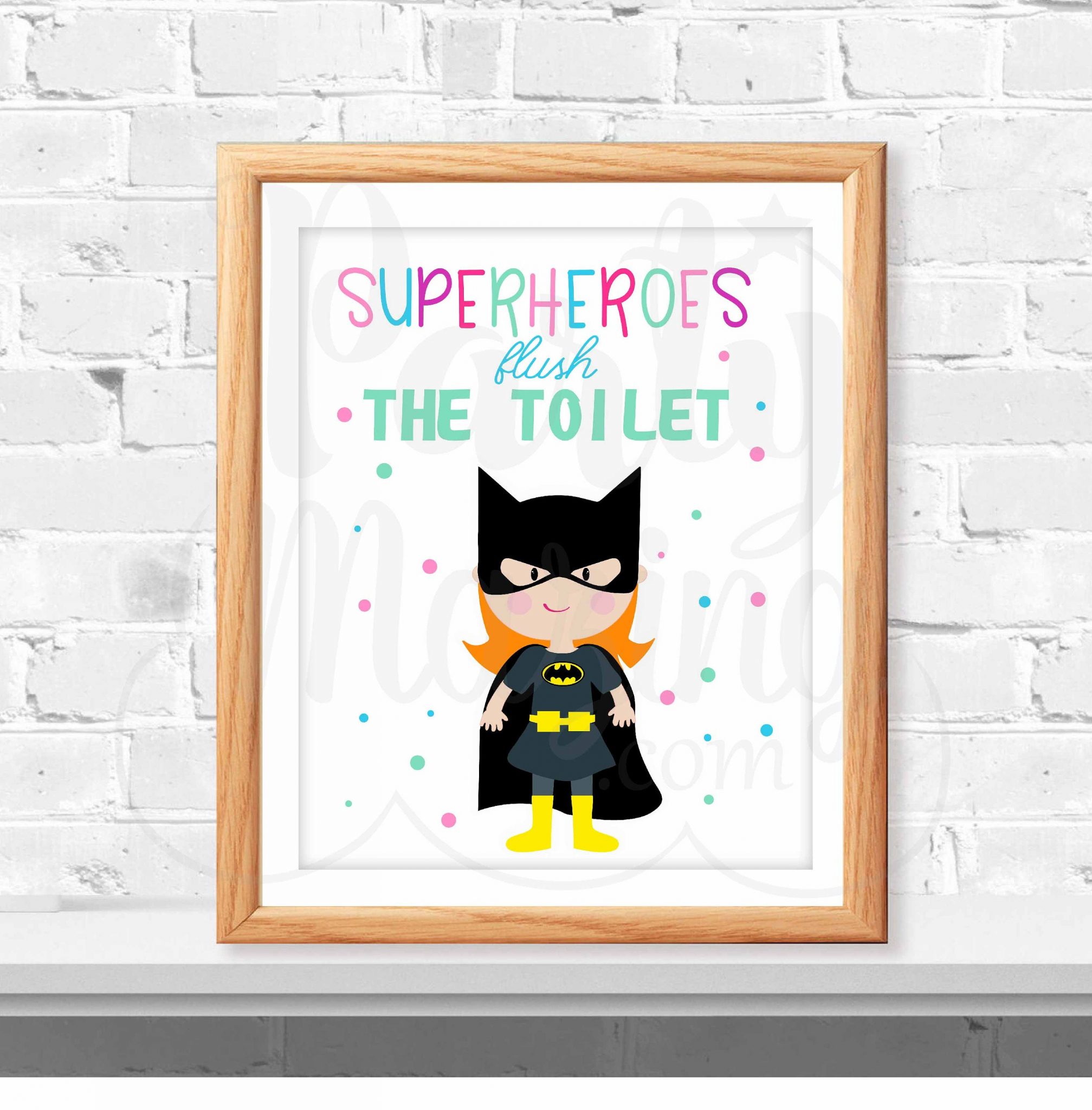 Superhero Girl Bathroom Rules Wall Art | E304 – Partymazing.com