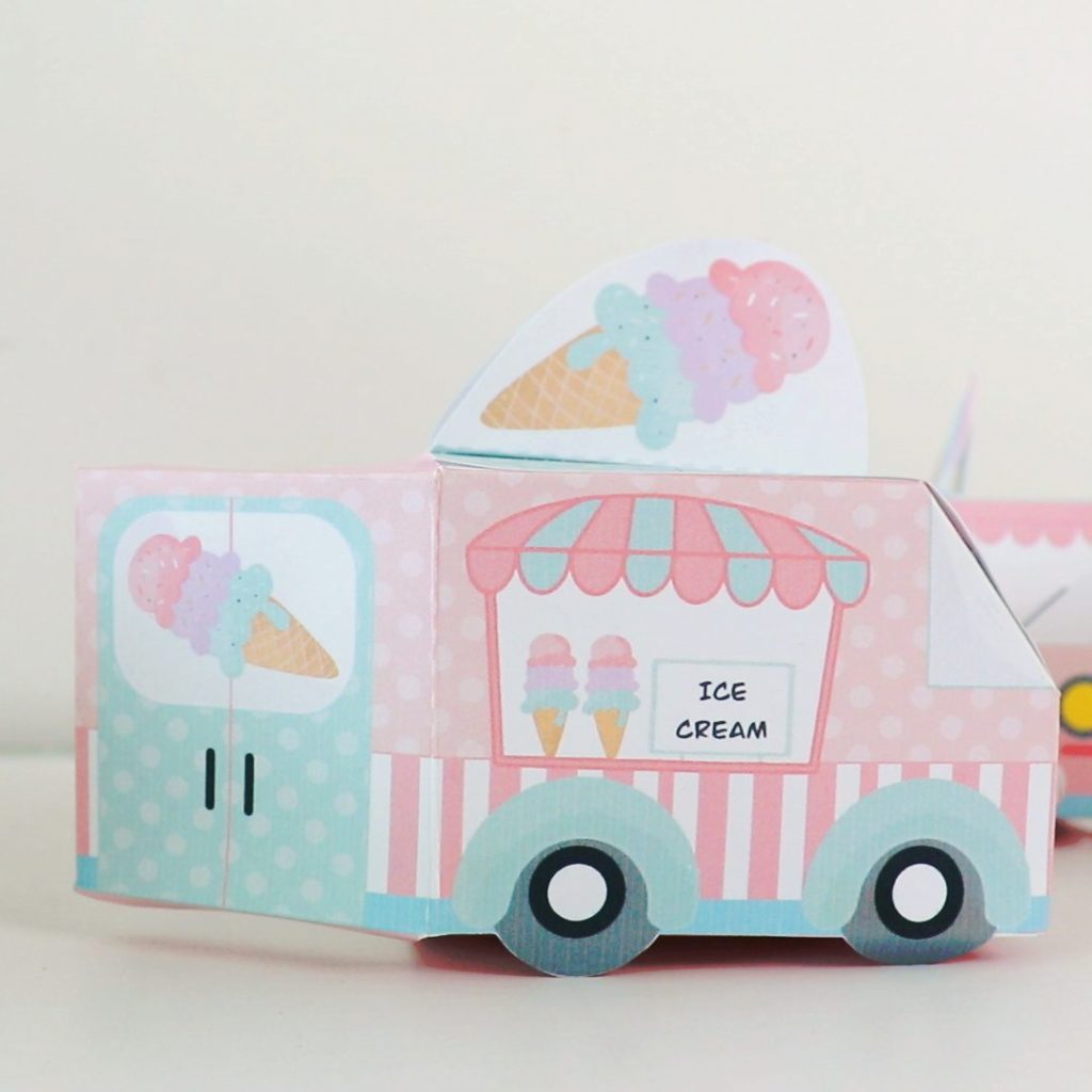 Ice Cream Truck Box Printable Birthday Paper Box Craft Kit Ice Cream ...